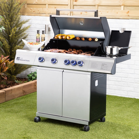 Premier Plus Stainless Steel 5 Burner Gas BBQ (4+1) | Fire Mountain
